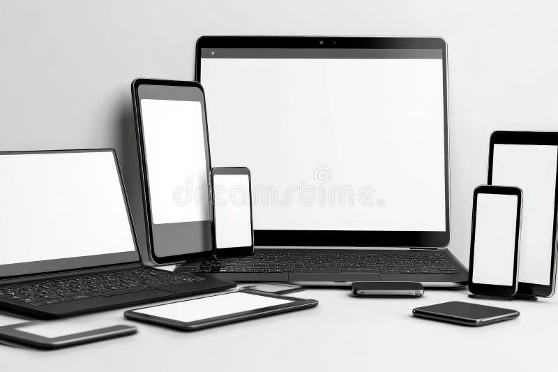 Various Modern Electronic Devices Stock Illustration - Illustration of ...