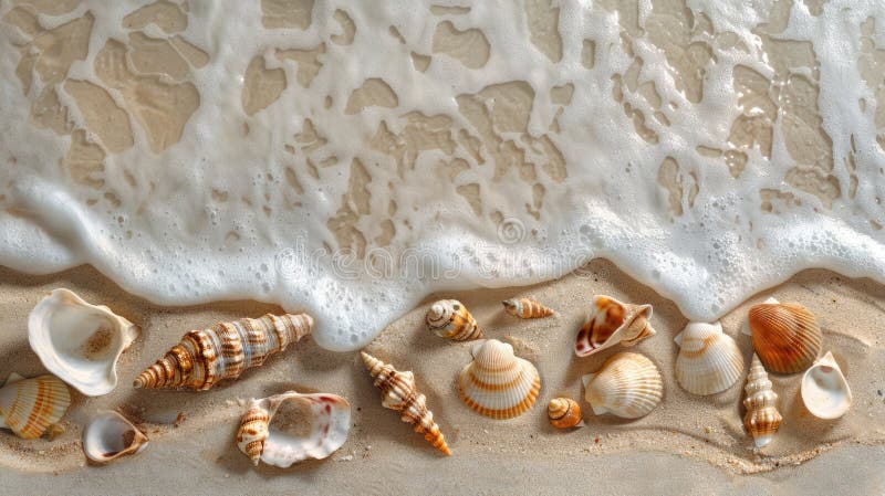 Seashells Scattered on Sandy Beach, Creating a Beautiful Natural ...