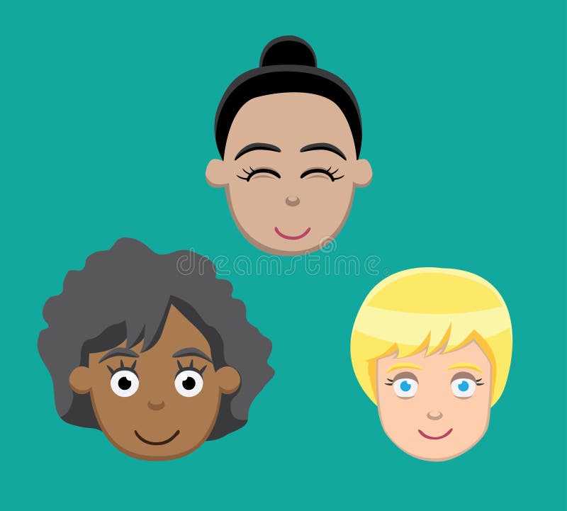 Various Mom Faces Vector Illustration Stock Vector - Illustration of ...