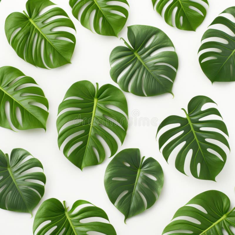 Various Monstera Leaves on Isolated Background Stock Photo - Image of ...