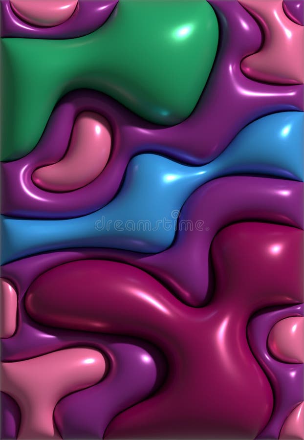Various Multi-colored Wavy Shapes with Shiny Smooth Surface, 3D ...