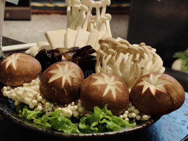 Various of Mushrooms Platter Bucket Stock Photo - Image of bucke ...