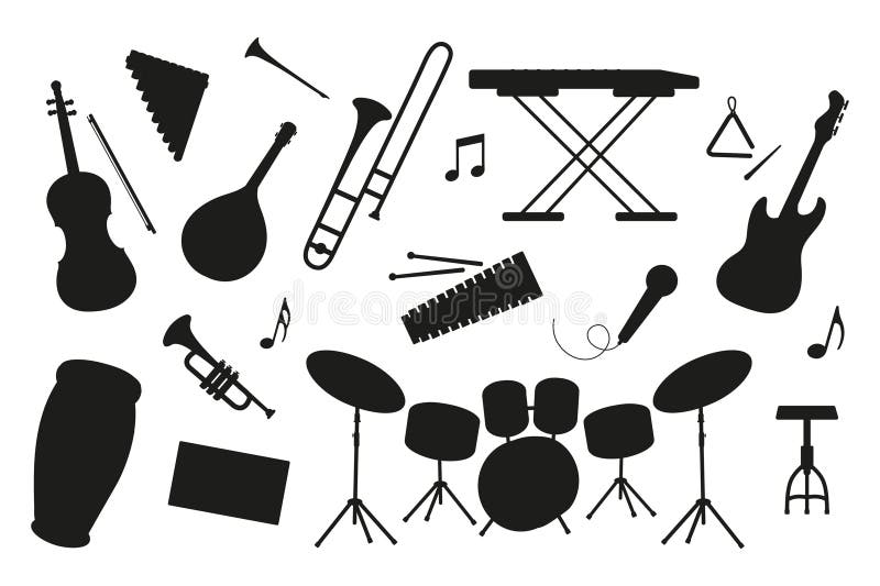 Various Musical Instruments Arranged Creatively on a Simple Background ...