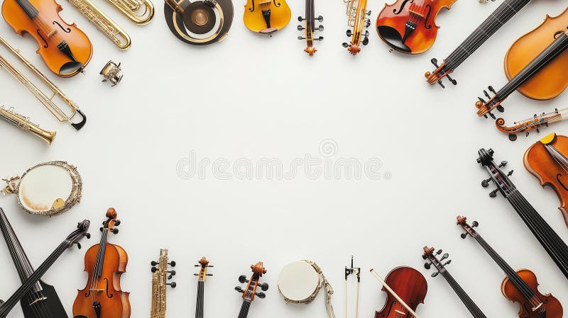 Various Musical Instruments Displayed in an Artistic Arrangement on a ...