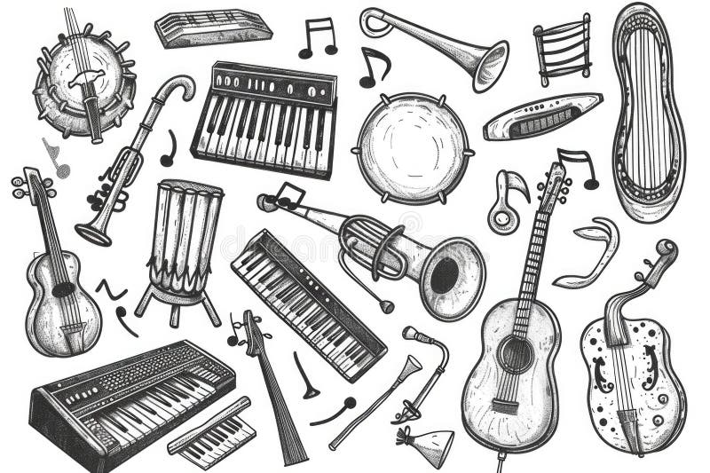 Various Musical Instruments Laid Out Together, Great for Music-related ...