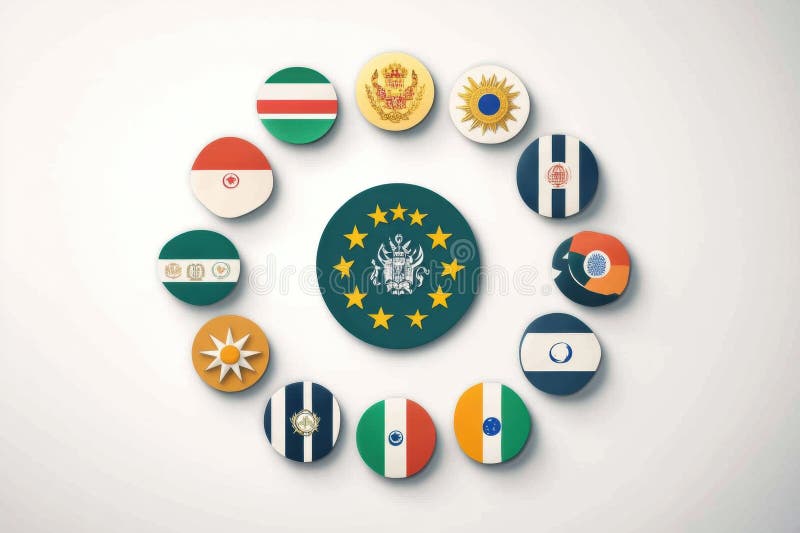 Unity through National Emblems and Flags Representing Global ...