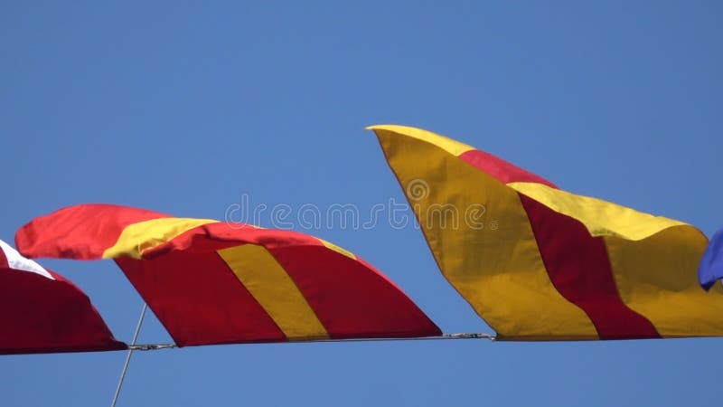 Various Nautical Flags Tied Together with Rope, Ship Flags Signals ...