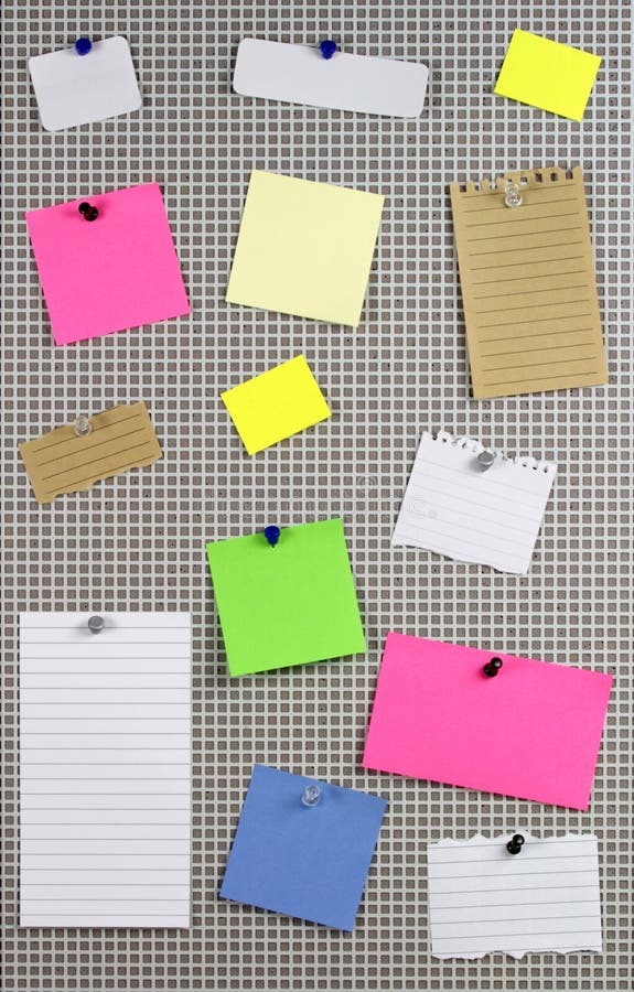 Cork Notice Board with Yellow and White Note Paper Stock Photo - Image ...