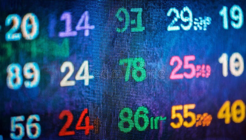 Various Numbers Displayed on a Digital Screen, Symbolizing Data ...