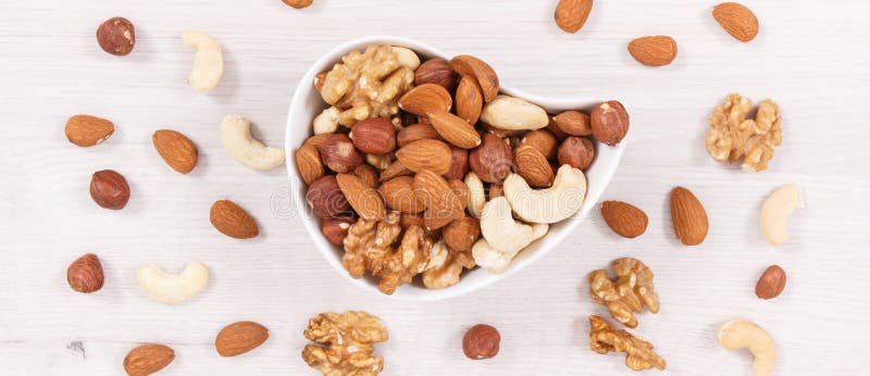 Various Nuts and Almonds As Source Healthy Natural Vitamins Stock Photo ...