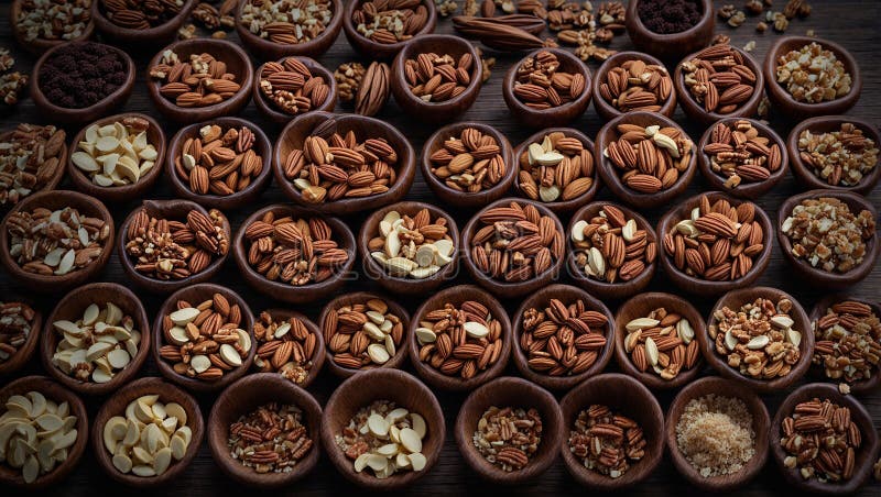 Various Nuts in Bowls on a Gray Background Walnut Stock Illustration ...