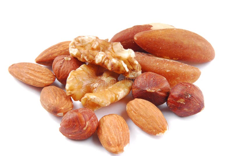 Various nuts isolated stock photo. Image of nature, group - 45986148