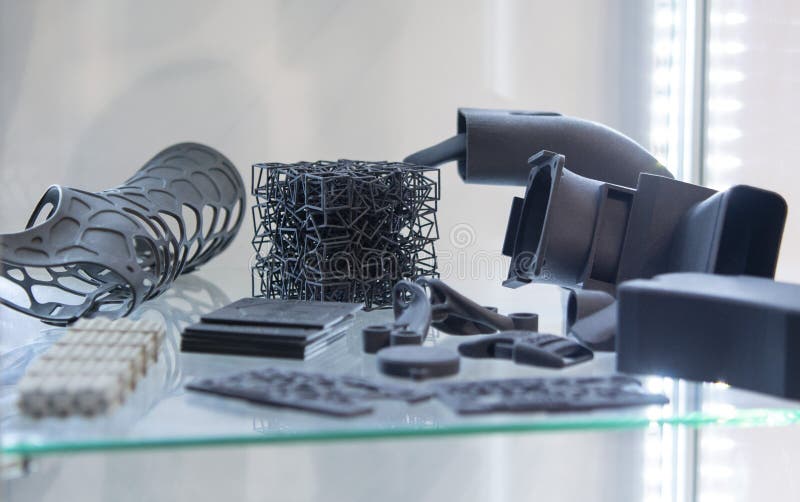 Various Object Printed 3D Printer from Molten Plastic Powder. Different ...