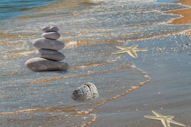Various objects on a beach stock photo. Image of balance - 125226732