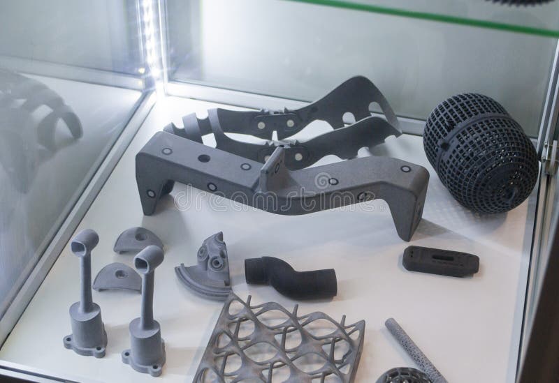 Various Objects Printed 3D Printer from Molten Plastic Powder ...
