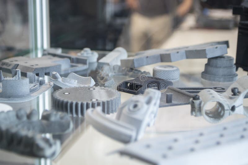 Various Objects Printed 3D Printer from Molten Plastic Powder ...