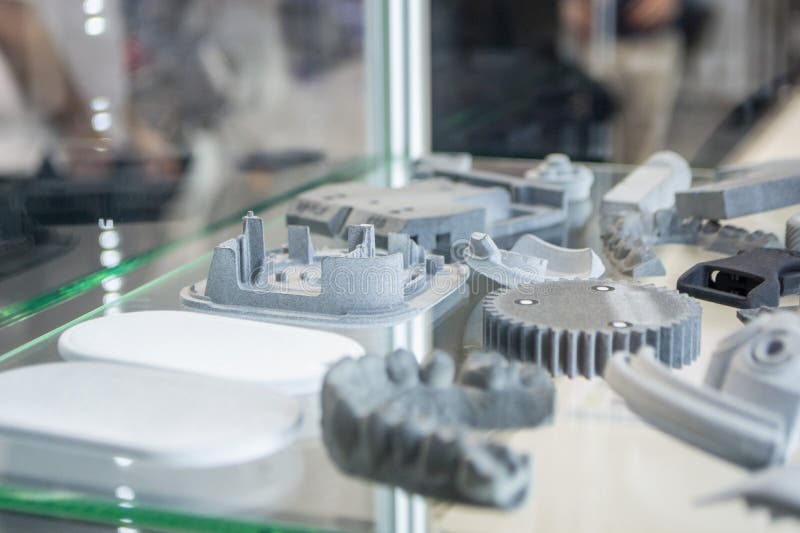 Various Objects Printed 3D Printer from Molten Plastic Powder ...