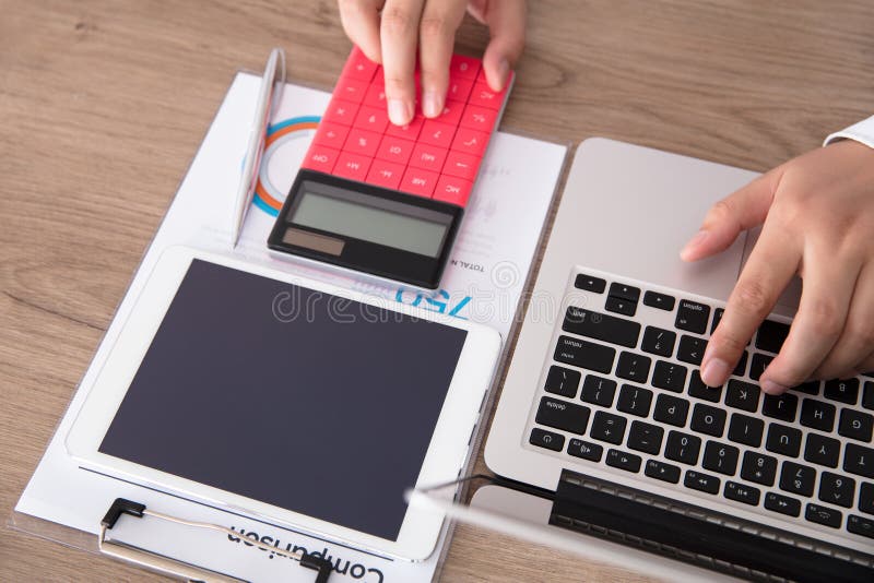 Various Office Items on the Desk Stock Photo - Image of material ...