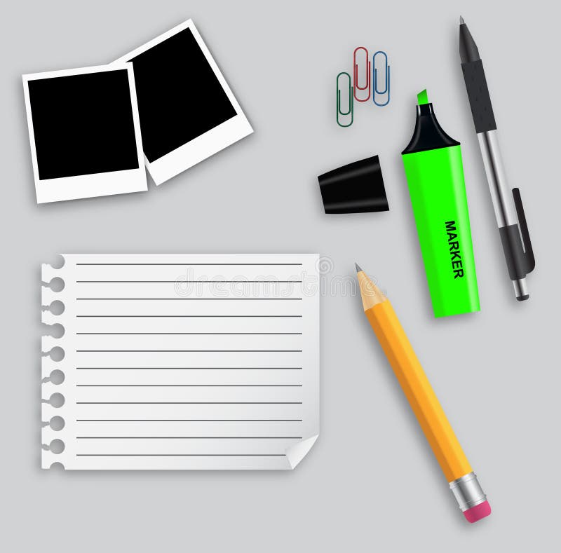 Various Office Supplies Illustration Stock Vector - Illustration of ...