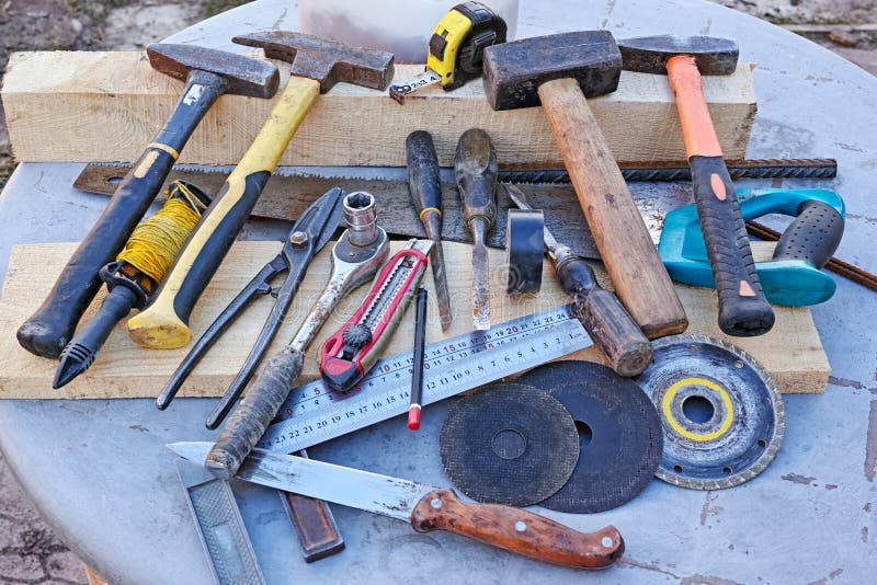 Various old tools stock image. Image of sledgehammer - 117070005