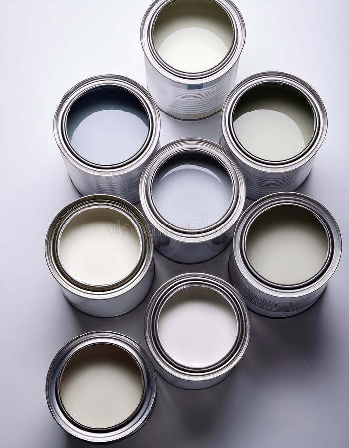Selection of Paint Cans Arranged in a Creative Pattern on a Simple ...