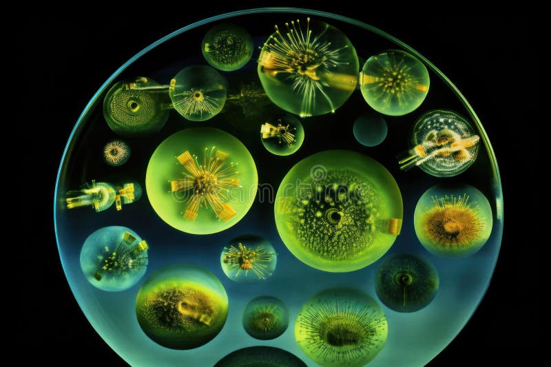 Various Organisms in a Glass Container of Fresh Water. Generative AI ...