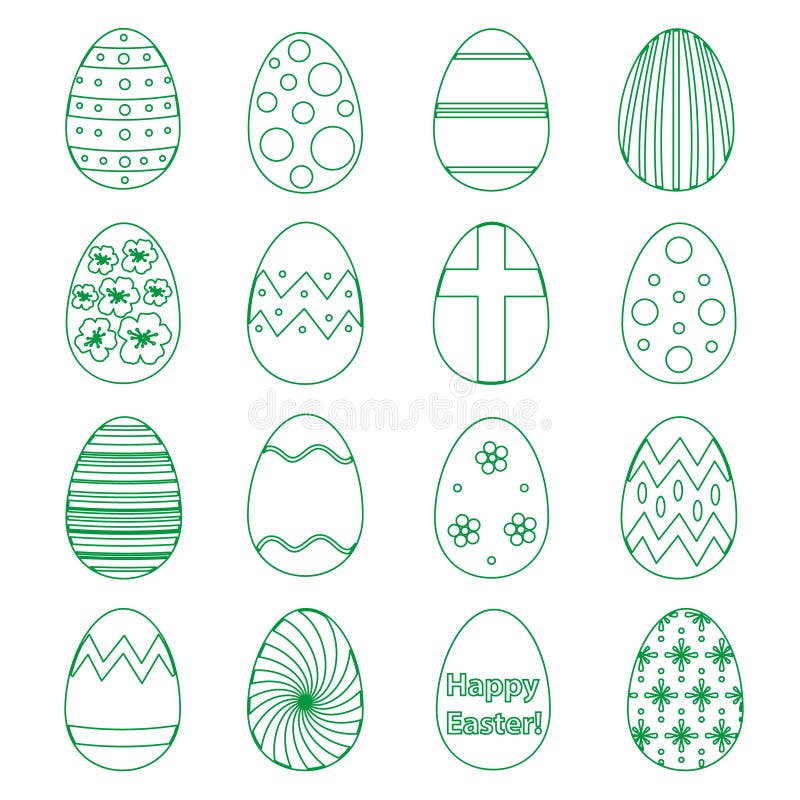 Various Outline Easter Eggs Design Collection Eps10 Stock Vector ...