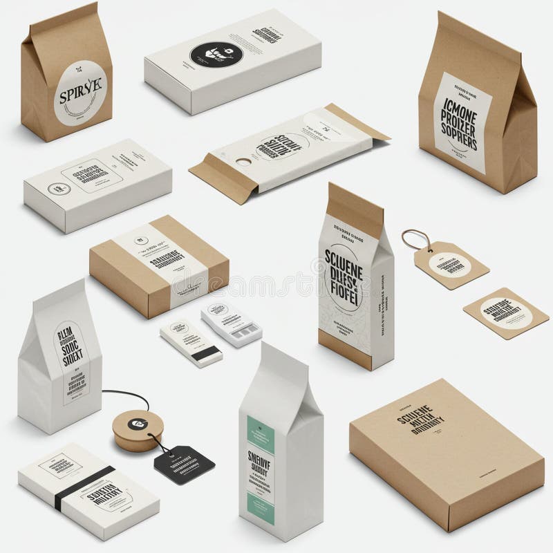 Various Packaging Designs Featuring Minimalist Aesthetics, Using ...