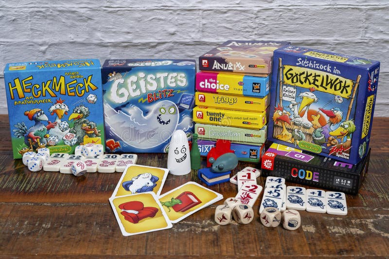 Various Packs of Parlor Games with Gaming Accessories Editorial Stock ...