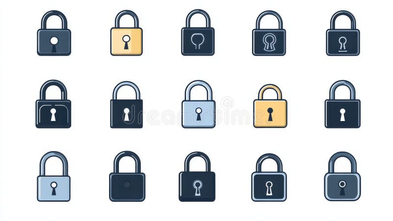 Various Padlock Icons Set Security Design Elements Digital Assets Graphic Resources Vector Stock ...
