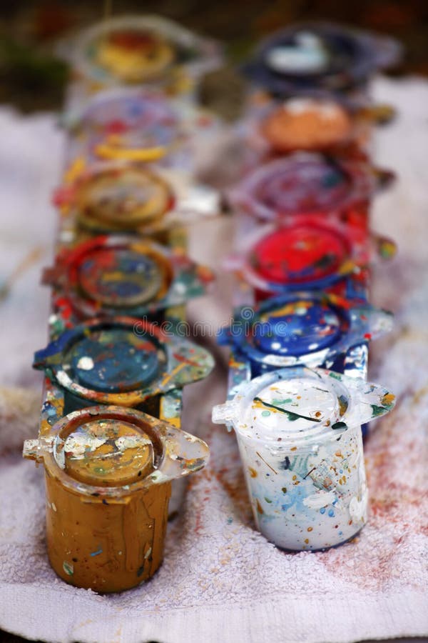 Various Paint cans stock image. Image of colored, improvement - 93066017