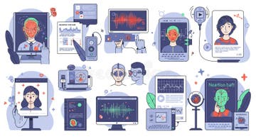 Various Panels and Screens Display Futuristic AI Interfaces, Featuring ...