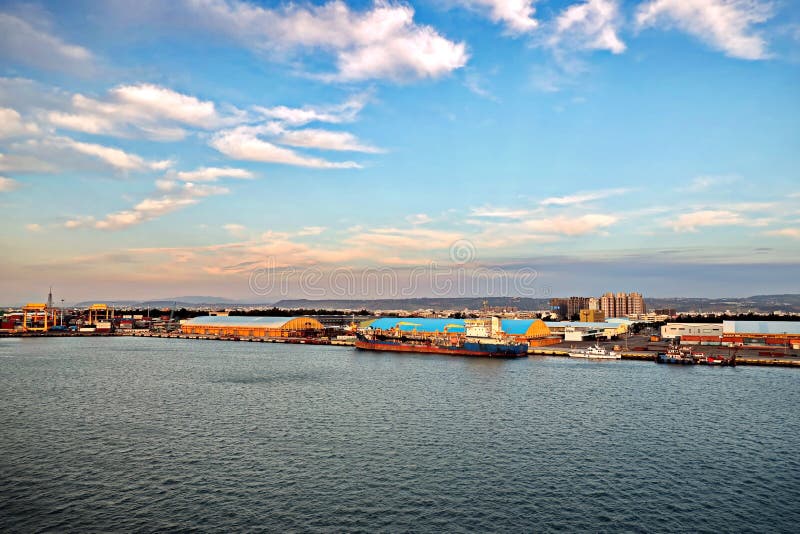 Various Panoramic Views of the Port, Piers, Terminal and Cityline of ...