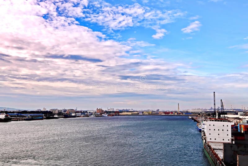 Various Panoramic Views of the Port, Piers, Terminal and Cityline of ...