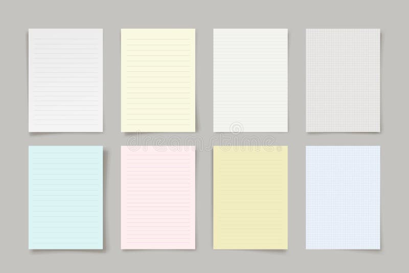 Various Paper Colors in Set with Shadows Stock Vector - Illustration of ...