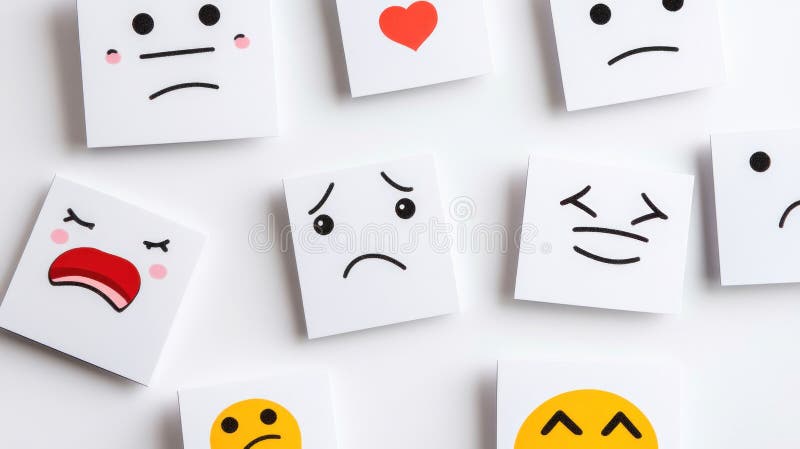 Various Paper Cutouts Display Different Emoticons, Each on Separate ...