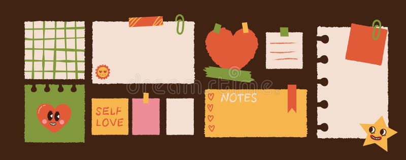 Various Paper Notes on Stickers. Information Board with Blank Paper ...