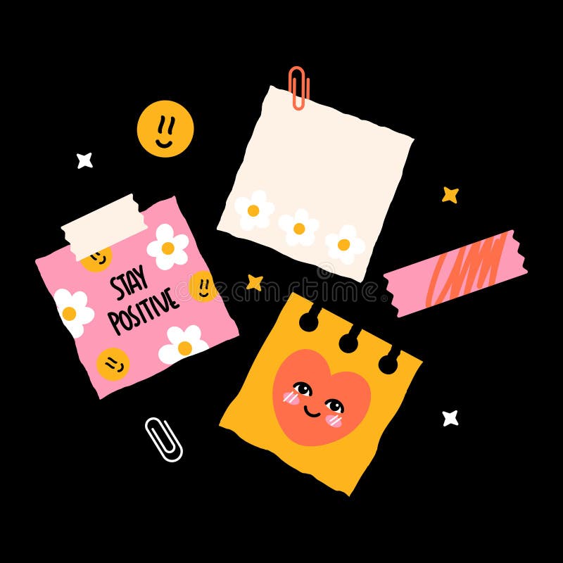 Various Paper Notes on Stickers. Information Board with Blank Paper ...