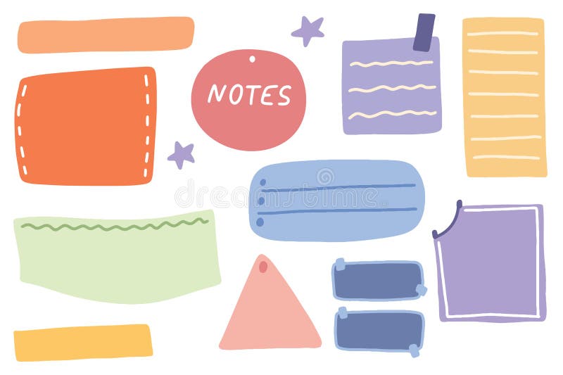 Various Paper Notes on Stickers. Information Board with Blank Paper ...