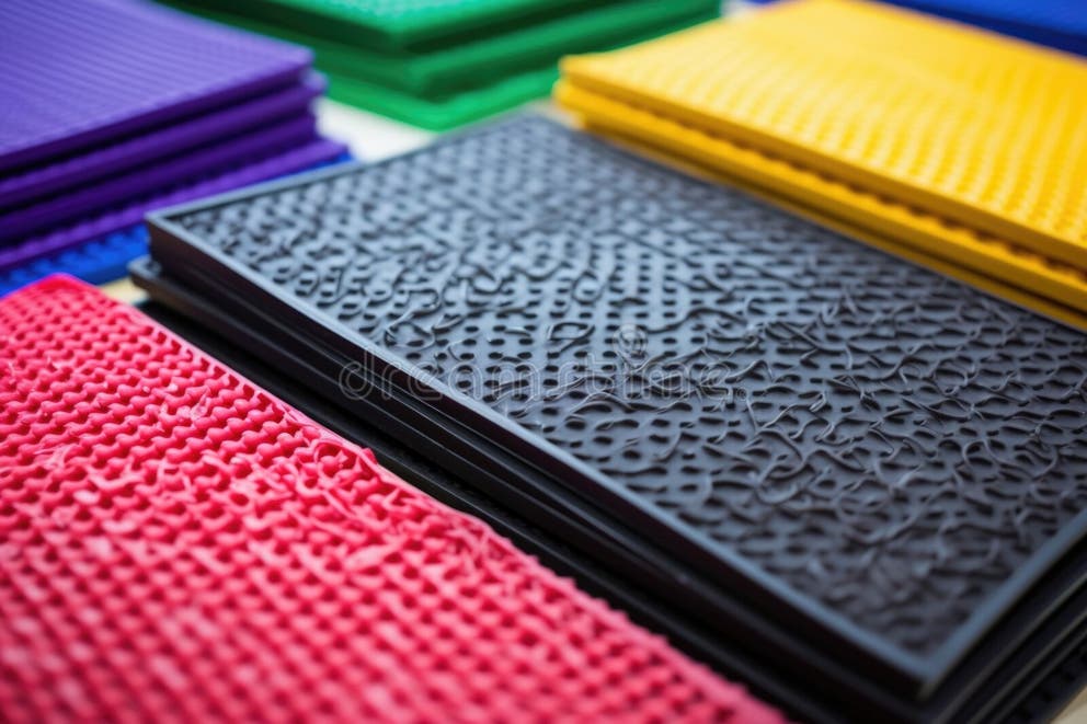 Various Patterns and Designs of Rubber Mats Production Figures Stock ...