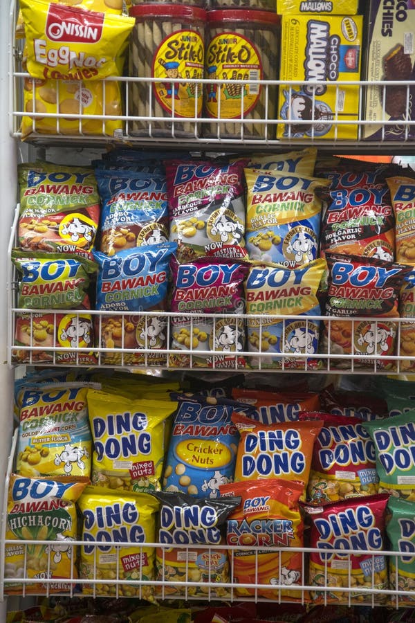 Various of Philippines Snacks Display on the Rack for Sell Editorial ...