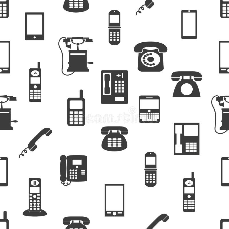 Various Phones Symbols and Icons Seamless Pattern Stock Vector ...