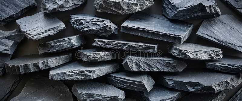 Various Pieces of Dark Slate Rock Piled Together Stock Image - Image of ...