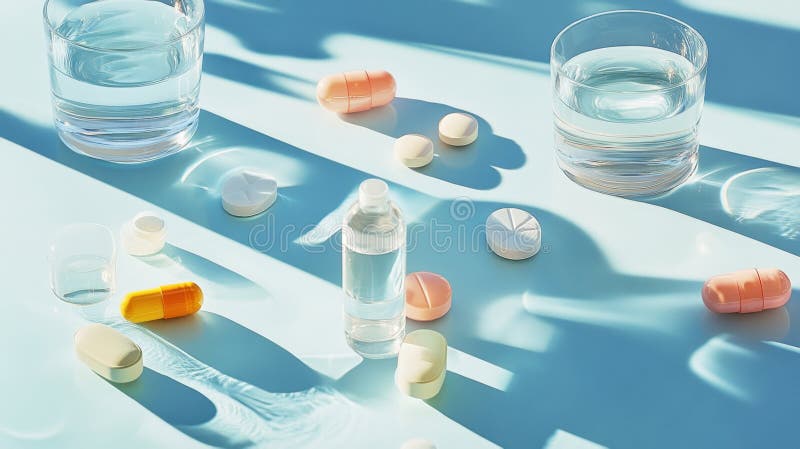 Daily Medication Routine on a Table Stock Image - Image of nutrition ...