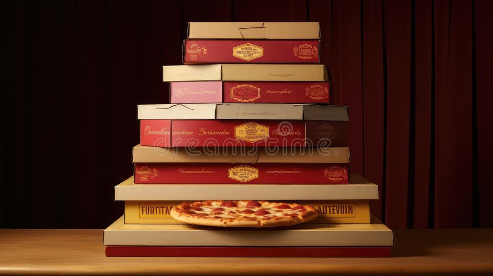 Various pizza boxes stack stock illustration. Illustration of order ...