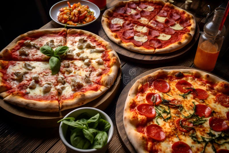 Various Pizzas on the Table, Pizza Fest 2 Stock Illustration ...