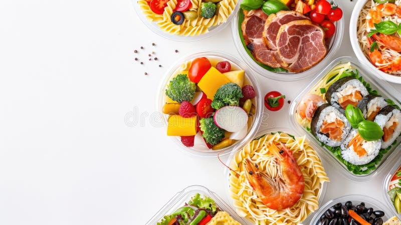 Various Plastic Containers Filled with Different Types of Food, Ideal ...