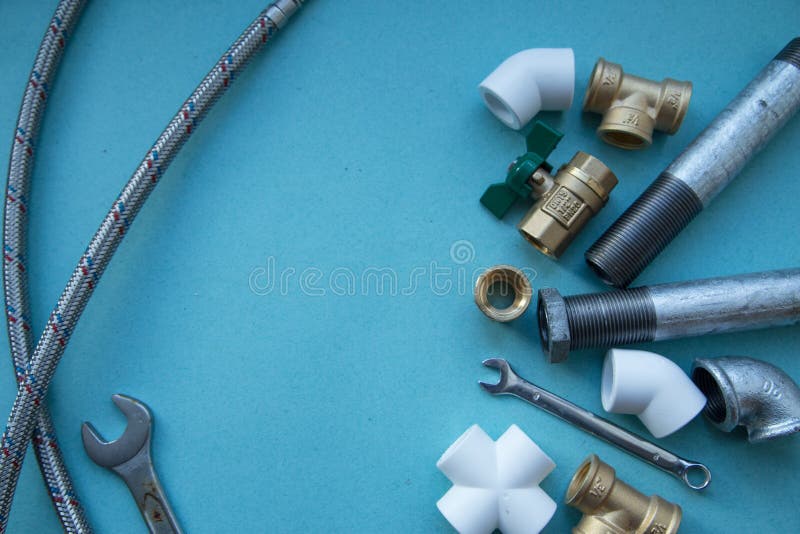 Various plumbers tools stock image. Image of plastic - 112469043