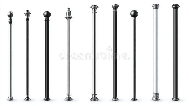 Various Pole Types on a Clean and Simple White Background, Ideal for ...
