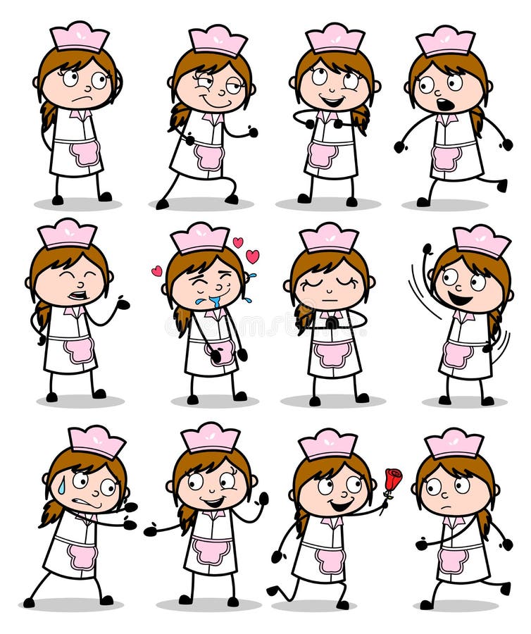 Comic Waitress Retro Character - Various Concepts Vector Illustrations ... Comic Waitress Retro Character - Various Concepts Vector Illustrations ...